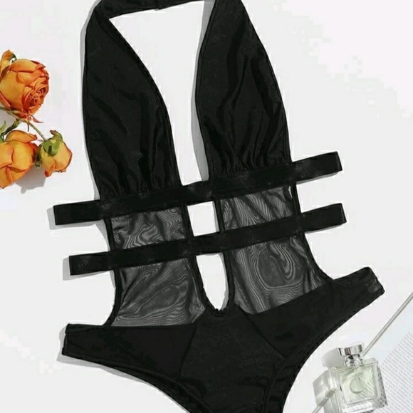 SHEIN | Intimates & Sleepwear | Cutout Halter Teddy Lingerie Plus 3x ...